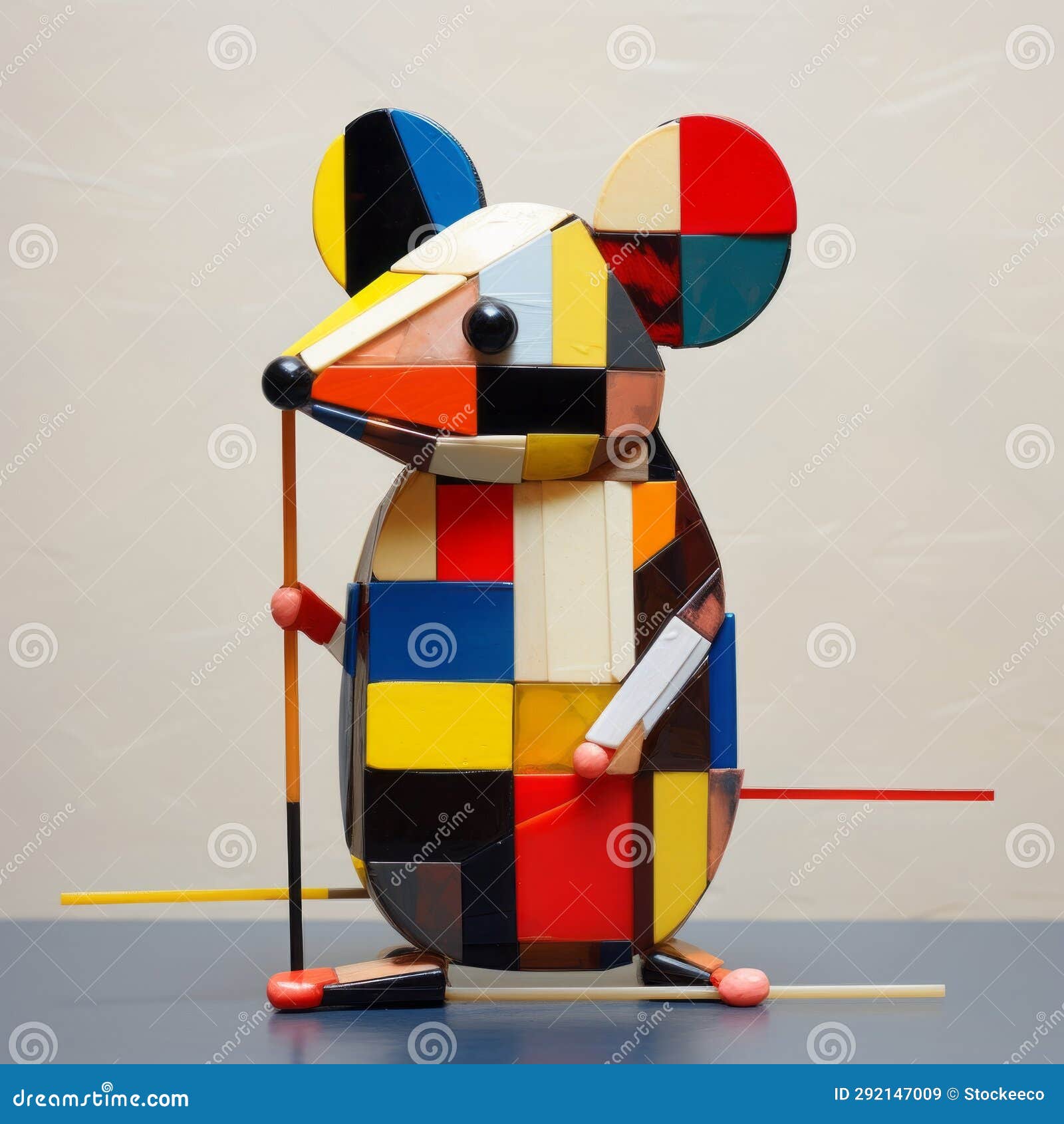 Modern Abstract Constructivism: Colored Toy Mouse Inspired by Mondrian ...