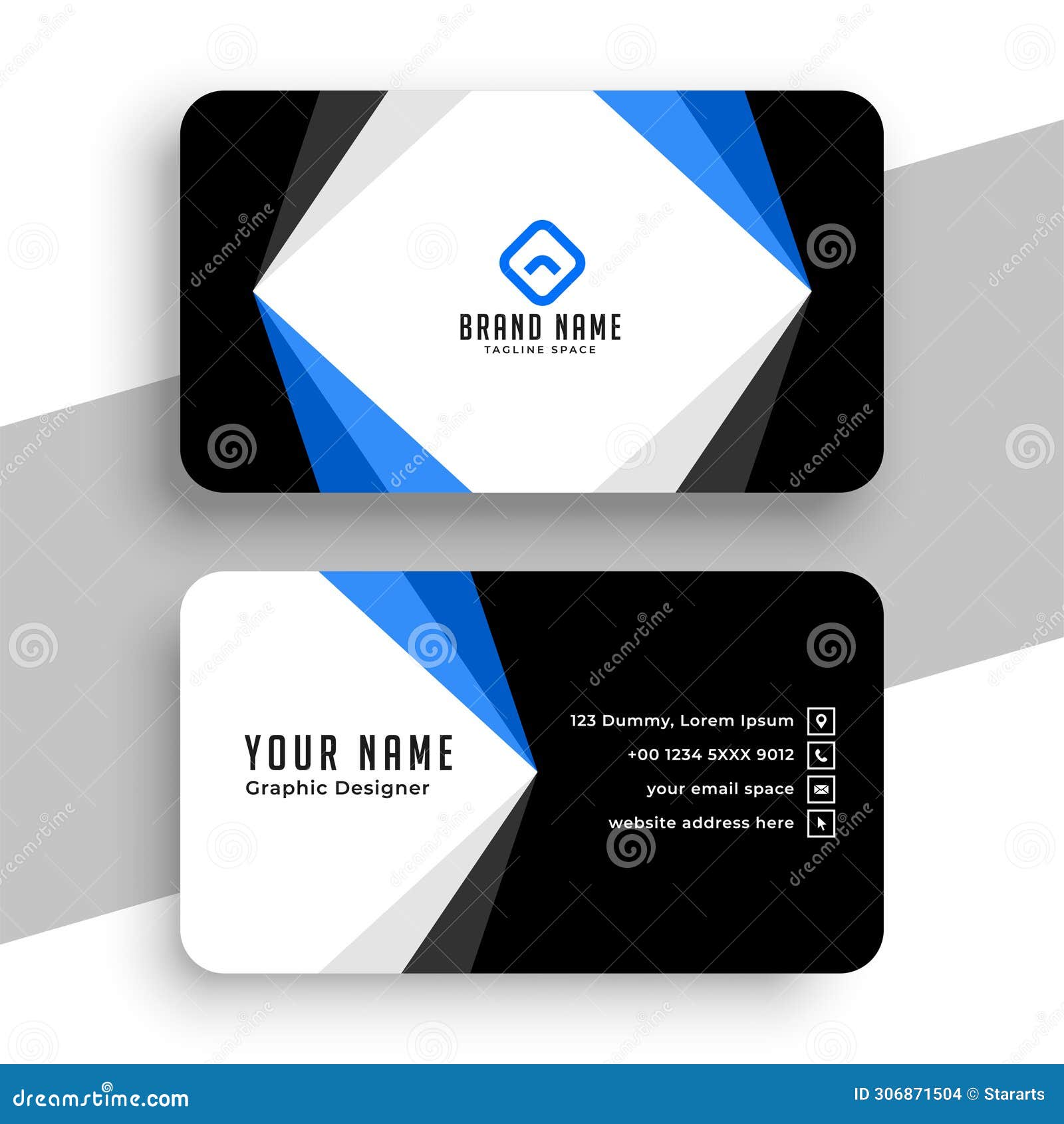 Office Identity Card Set Design With Abstract Shapes And Photo ...