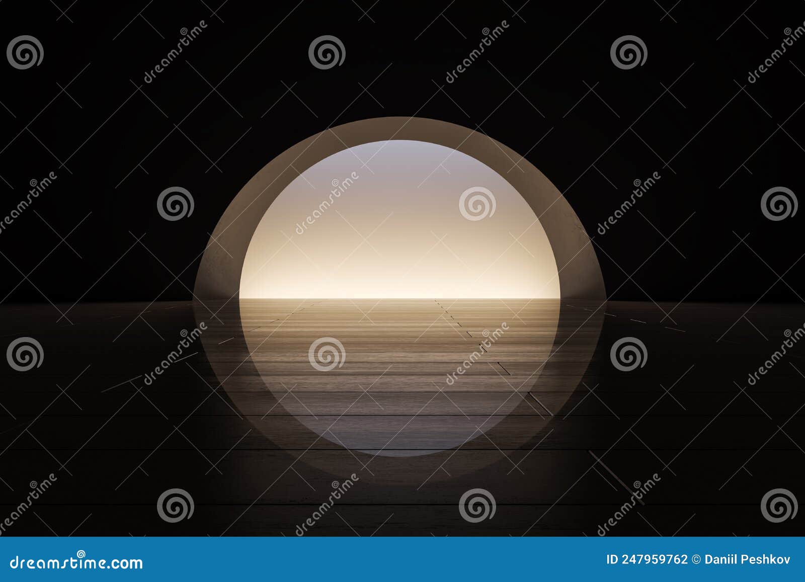 Modern Abstract Dark Round Exit or Entrance Sphere with Light ...