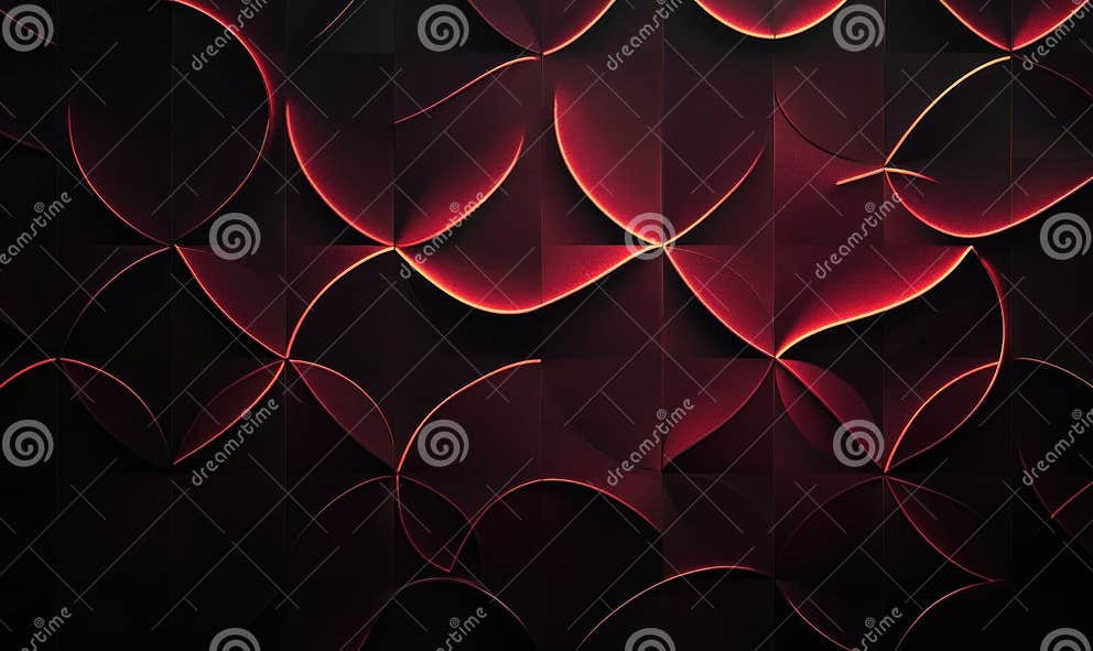 Abstract Red Geometric Pattern with Curved Shapes Stock Illustration ...