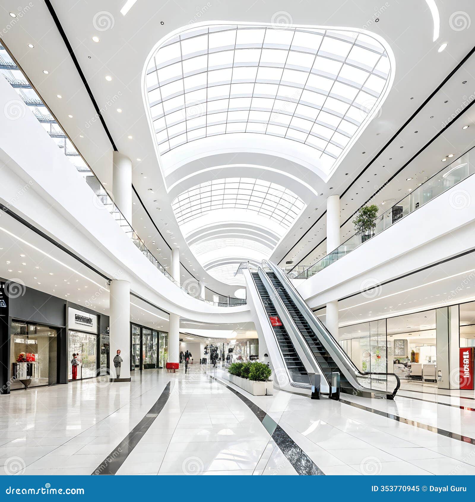 Abstract Shopping Mall Isolated on White Background Stock Illustration ...