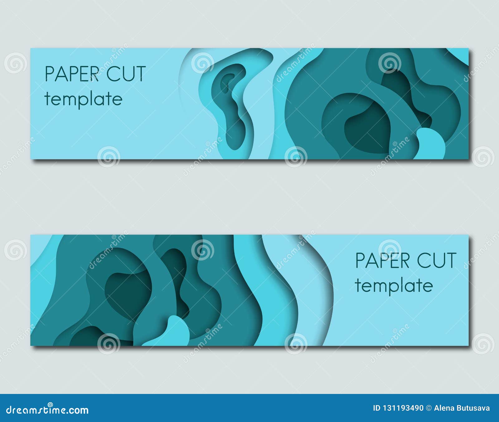 Set of Paper Cut Style Horizontal Banners. Stock Vector - Illustration ...