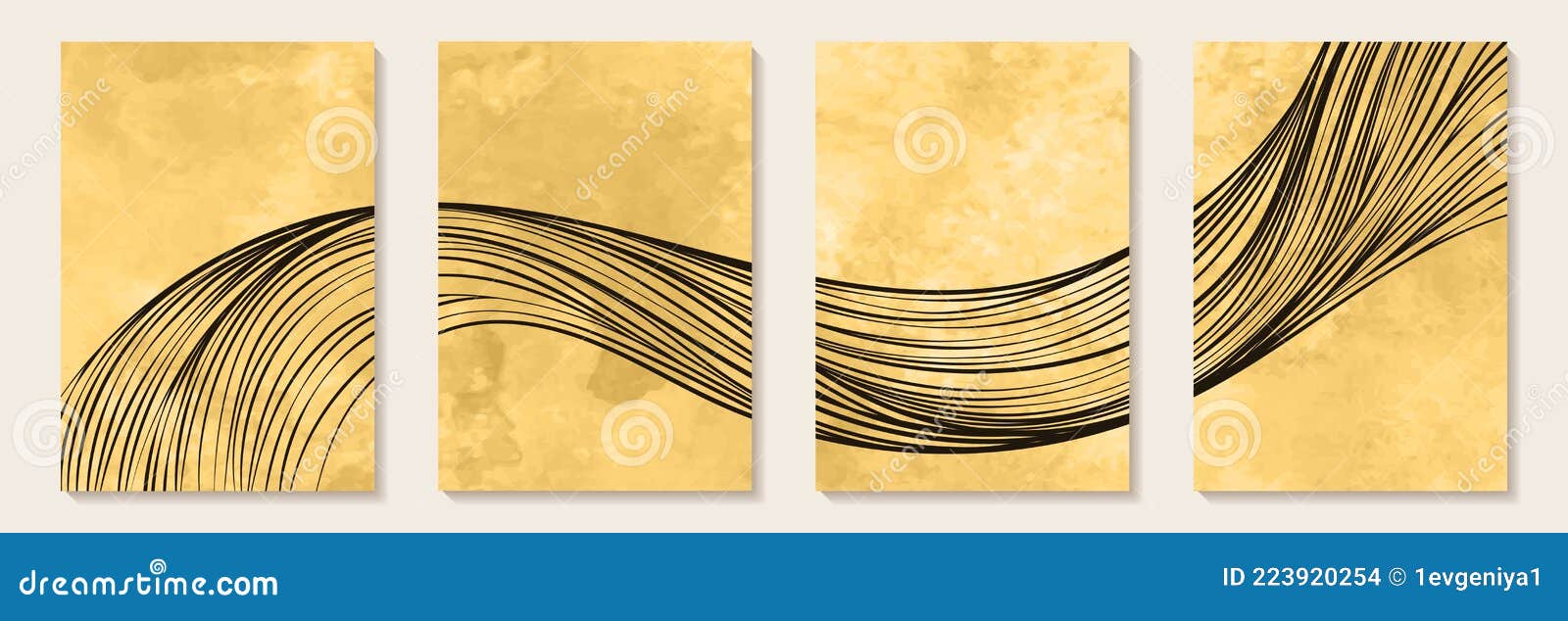 Modern Abstract Design Template with Linear Abstract Art Wave on ...