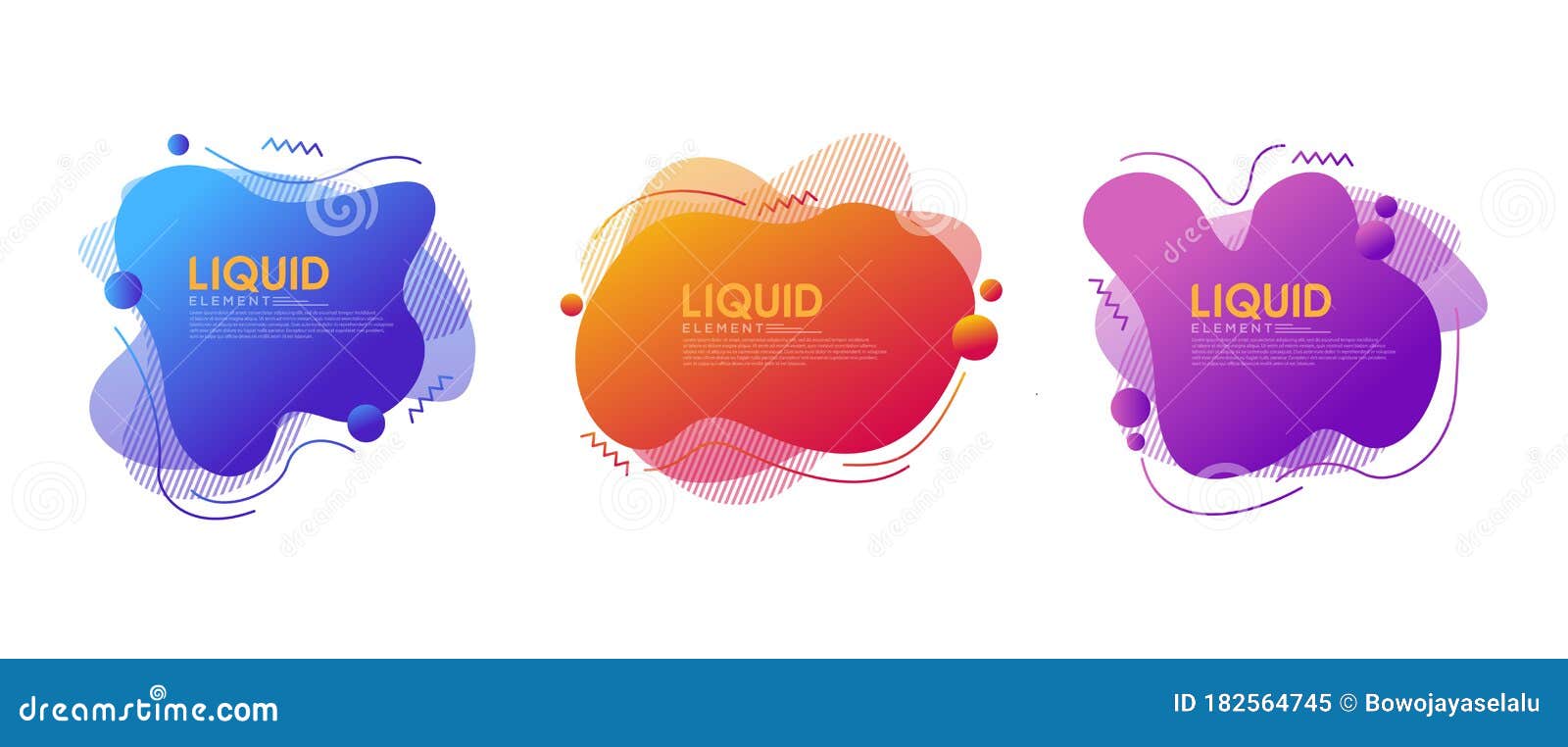 Modern Abstract Dynamic Fluid Liquid Set. Graphic Template Element ...