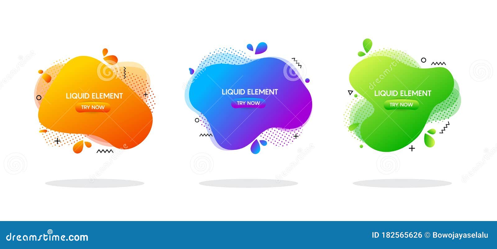 Modern Abstract Dynamic Fluid Liquid Set. Graphic Template Element ...