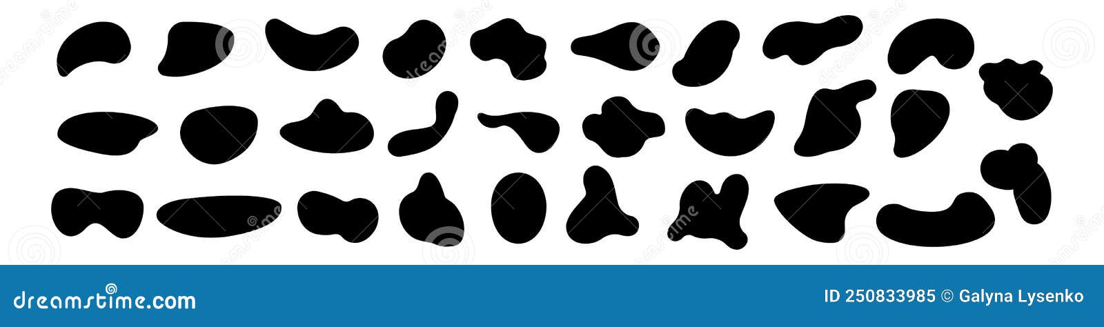 Random Black Irregular Shapes. Set Isolated Liquid Elements. Modern ...