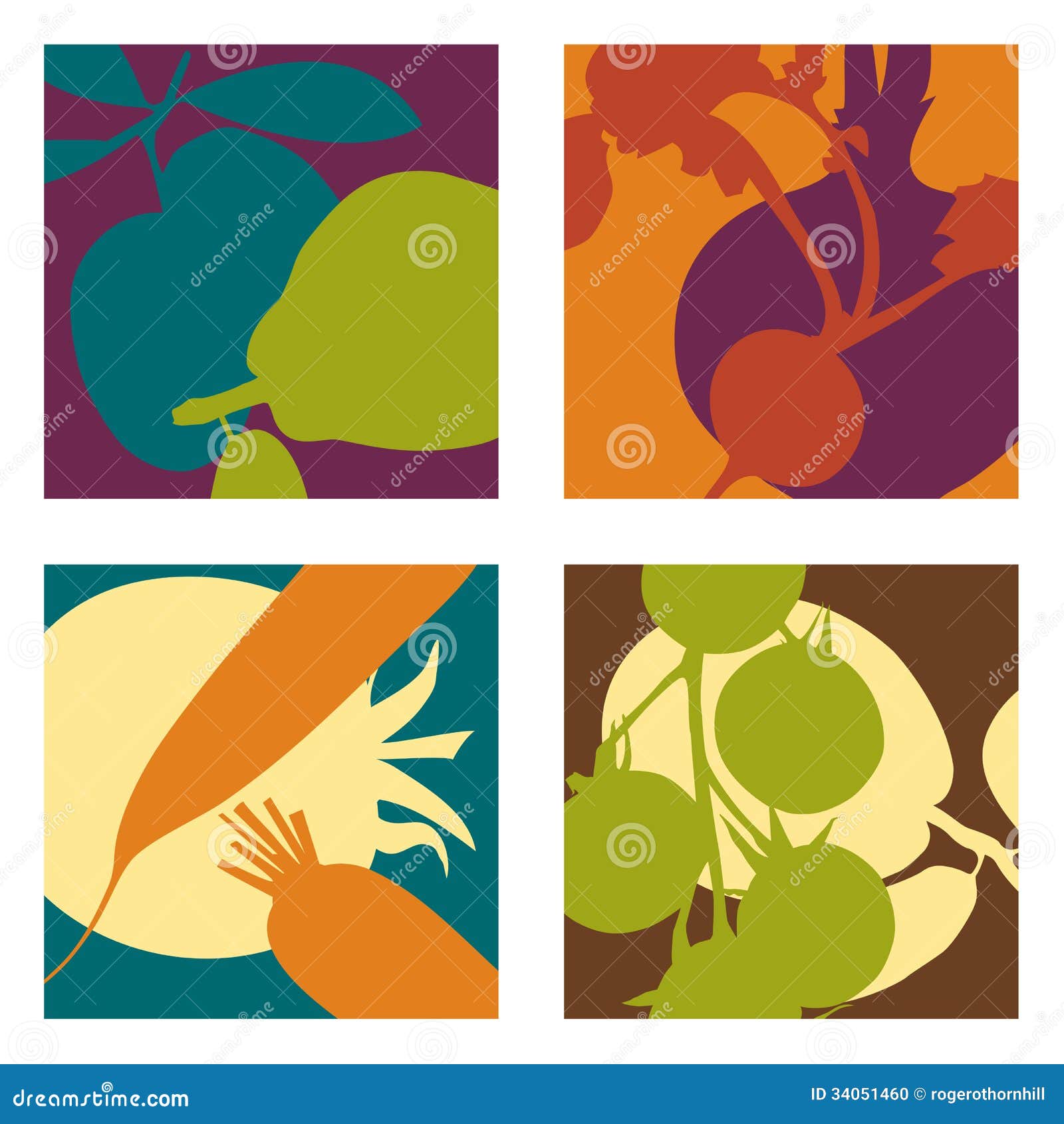 Modern Abstract Fruit and Vegetable Designs Stock Vector - Illustration ...