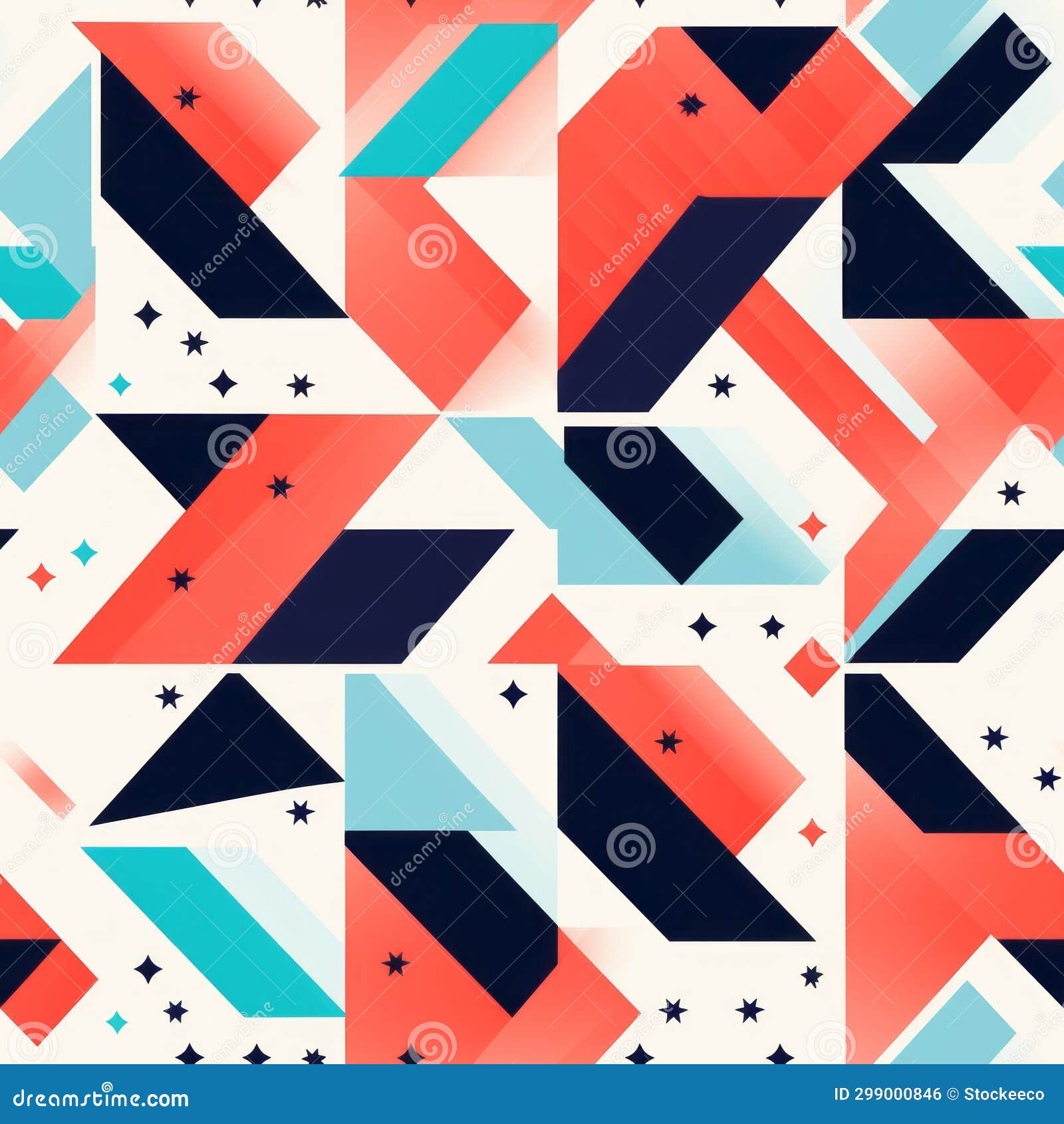 Modern Abstract Geometric Pattern in Blue, Red, and Green Palette Stock ...
