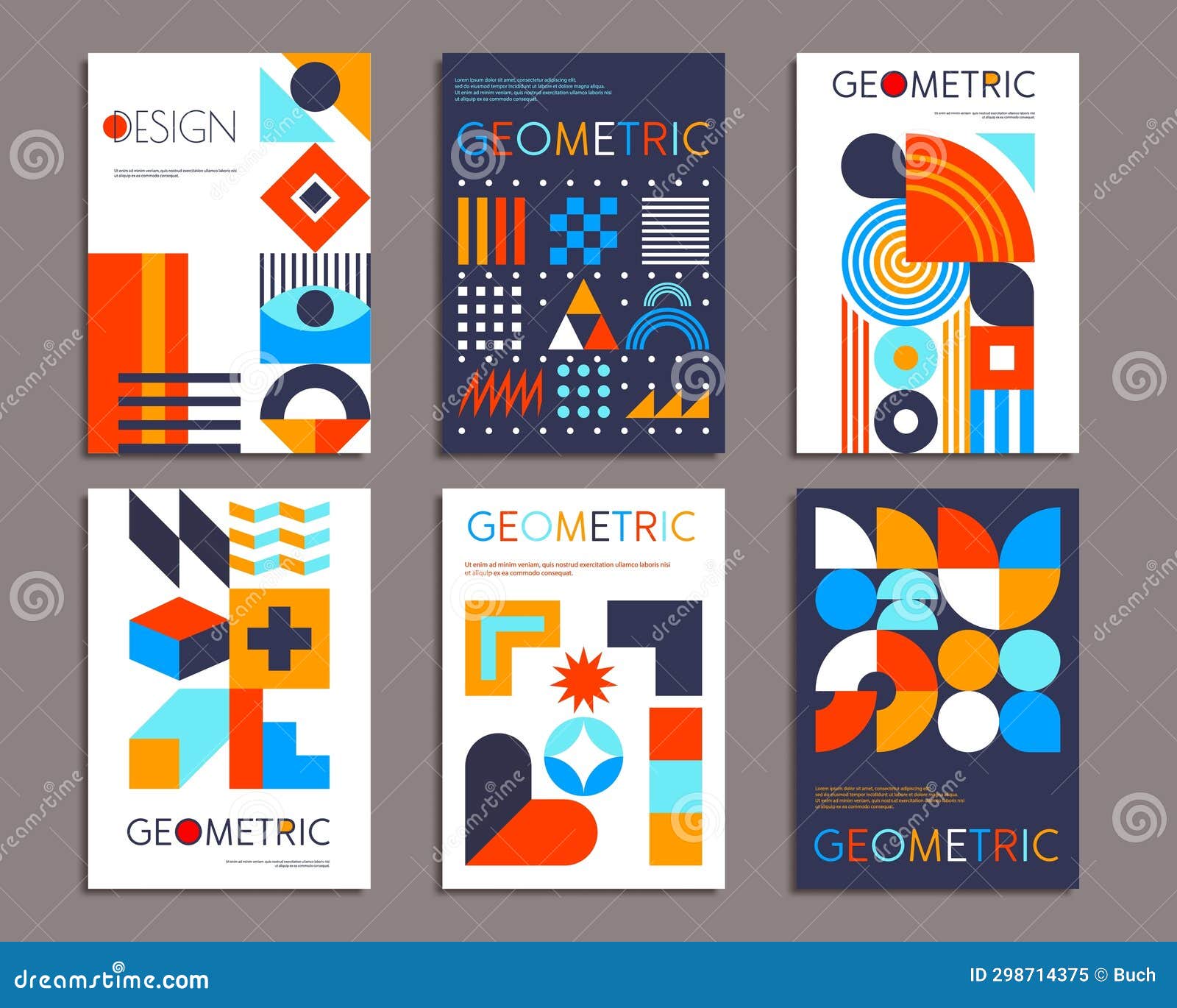 Modern Abstract Geometric Pattern Posters Set Stock Illustration ...