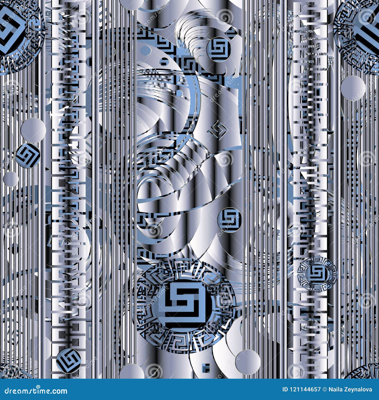 Modern Abstract Geometric Spiral 3d Vector Seamless Pattern. Stock ...