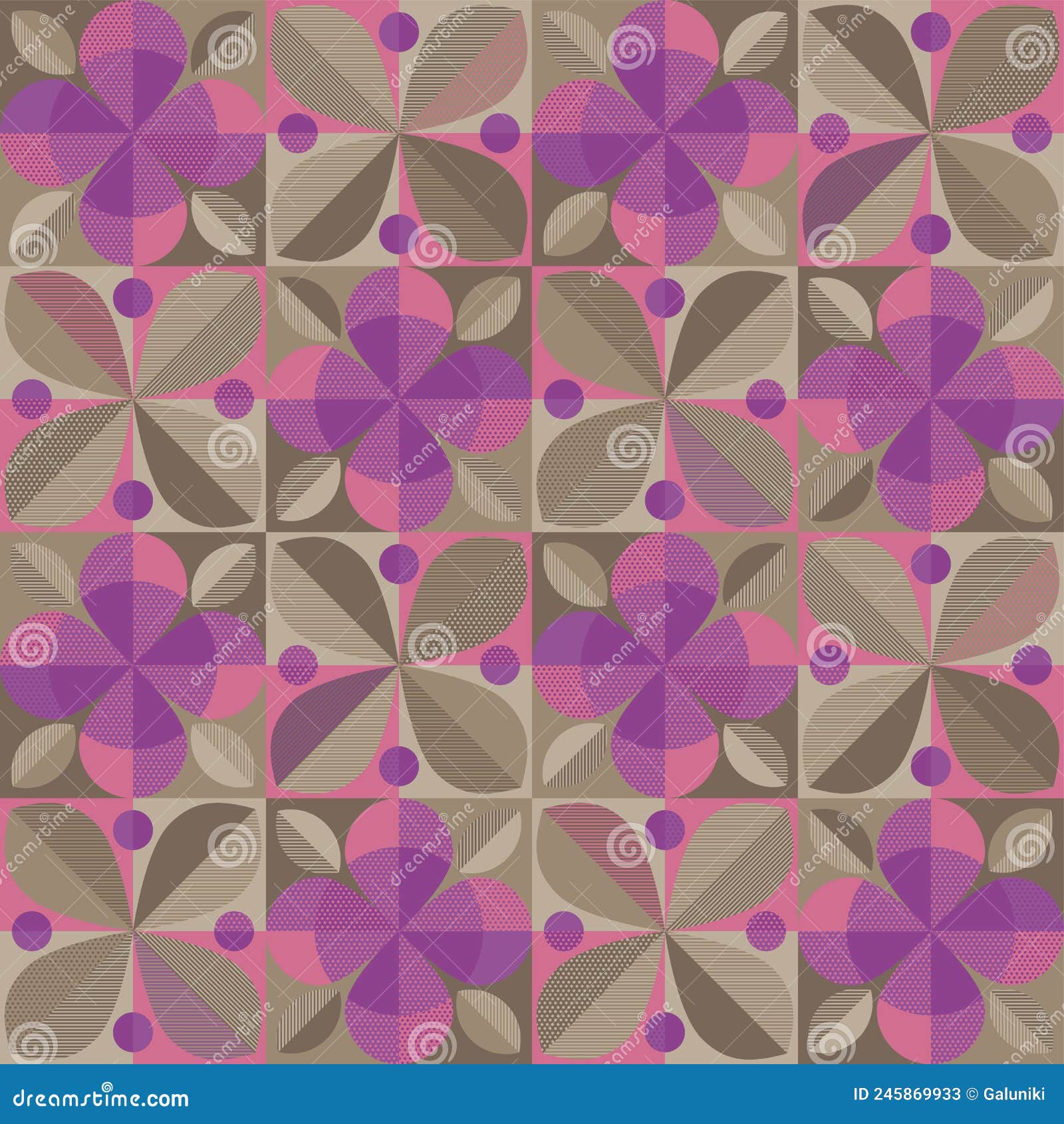 Modern Abstract Geometry Violet Flowers Patterns Stock Vector ...