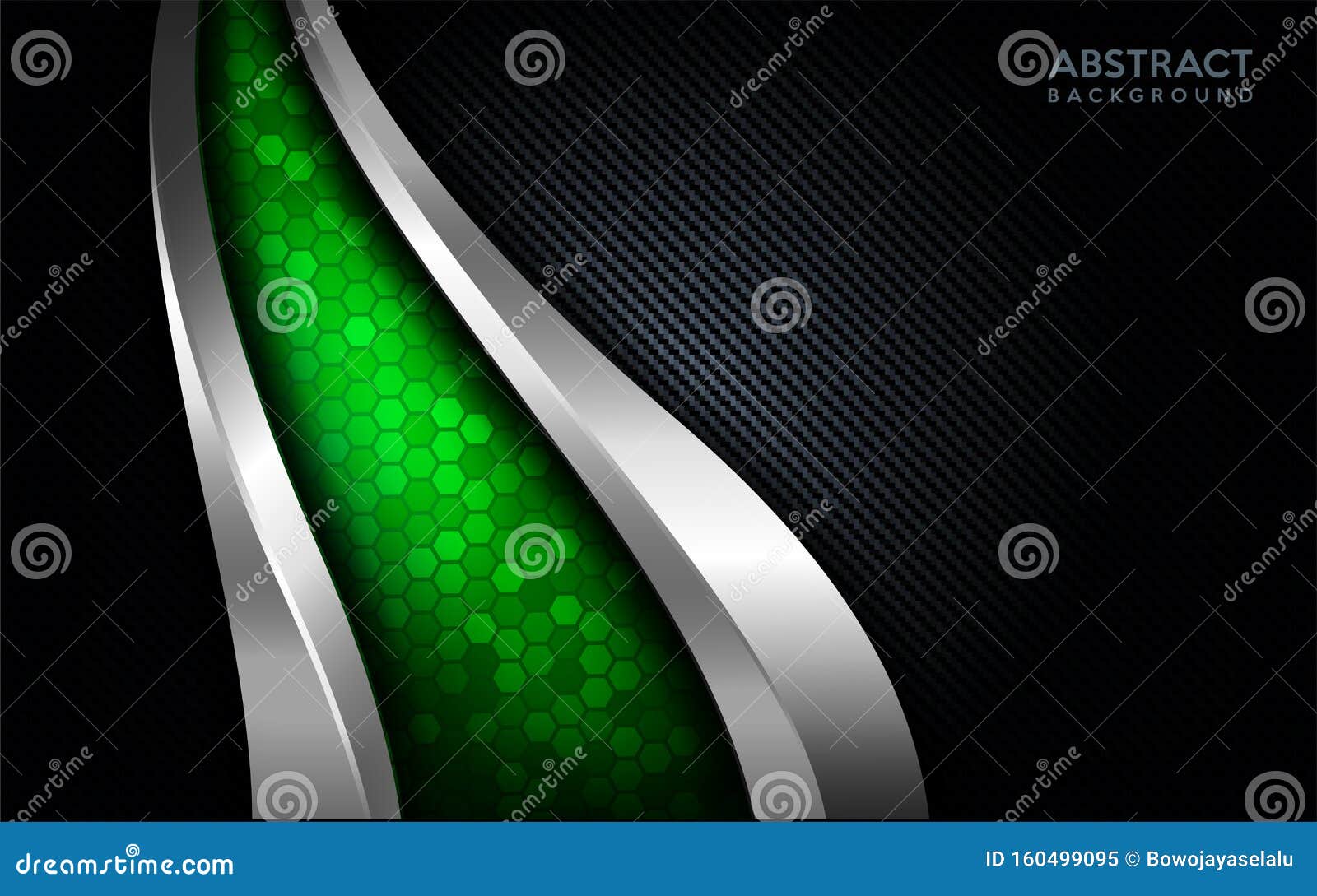 Modern Abstract Green Tech with Silver Line and Dark Carbon Background ...