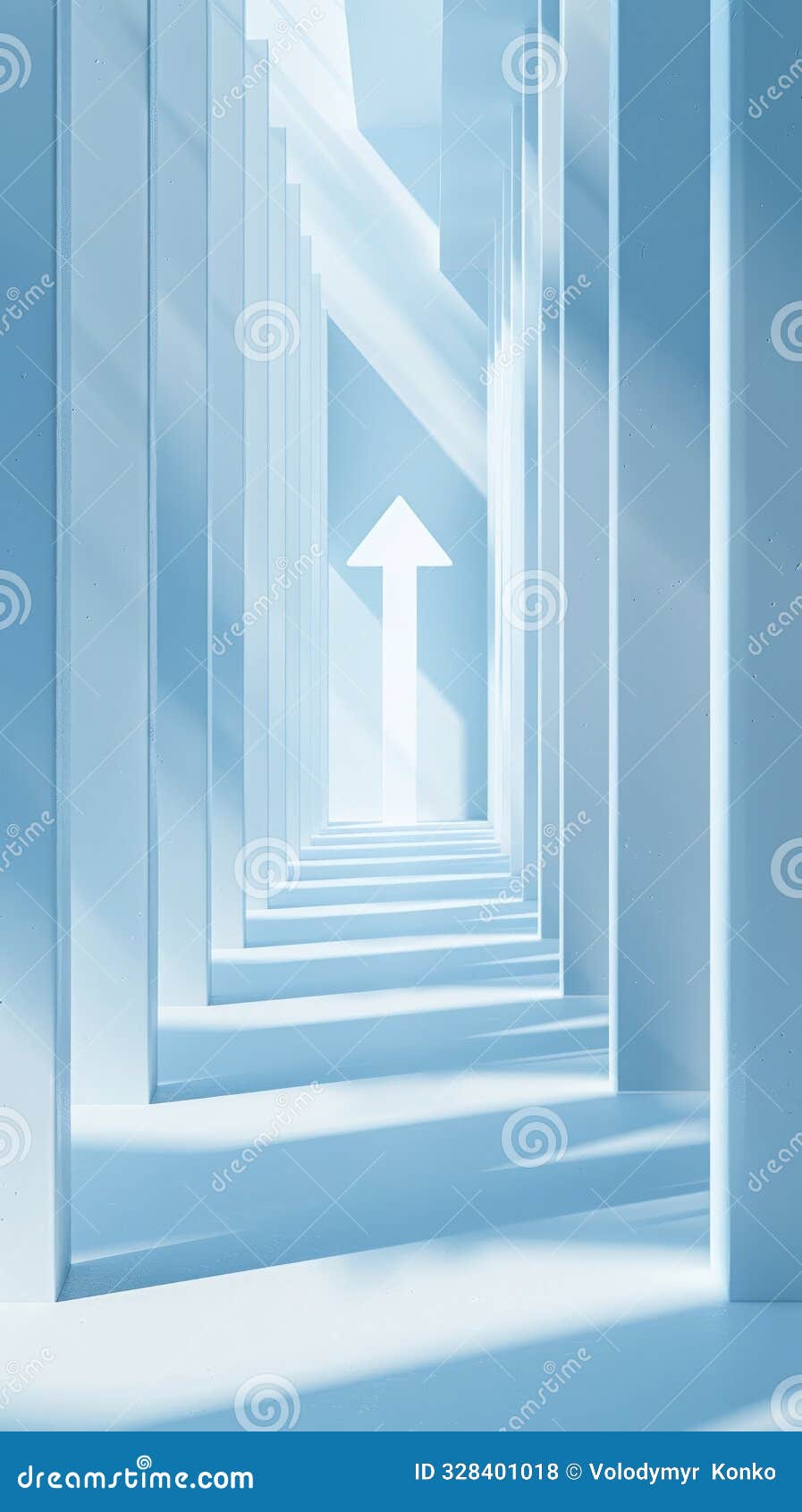 Modern Abstract Hallway with Upward Arrow, Minimalist Architectural ...