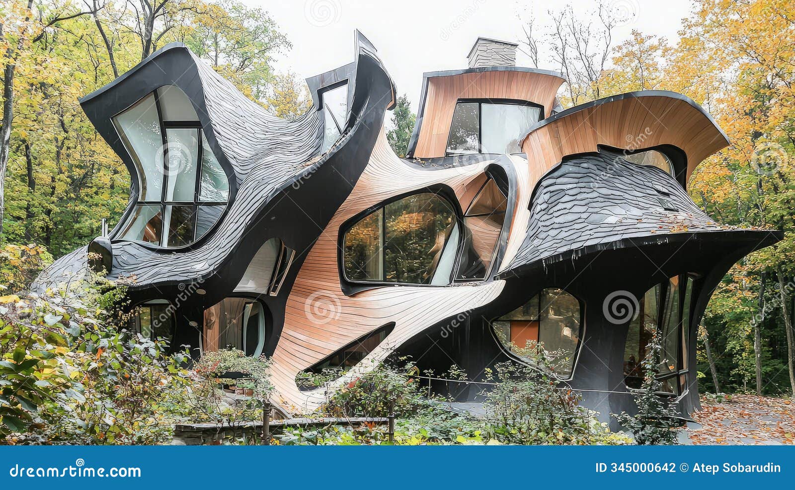 A Modern, Abstract Home with a Unique and Undulating Design Stock Photo ...