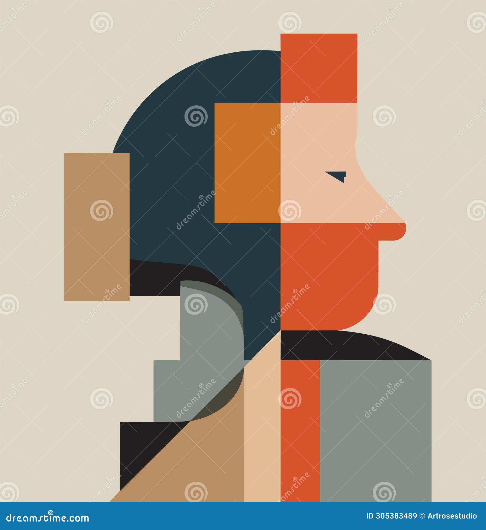 Modern Abstract Human Shape in Geometric Shapes Flat Design, Abstract ...