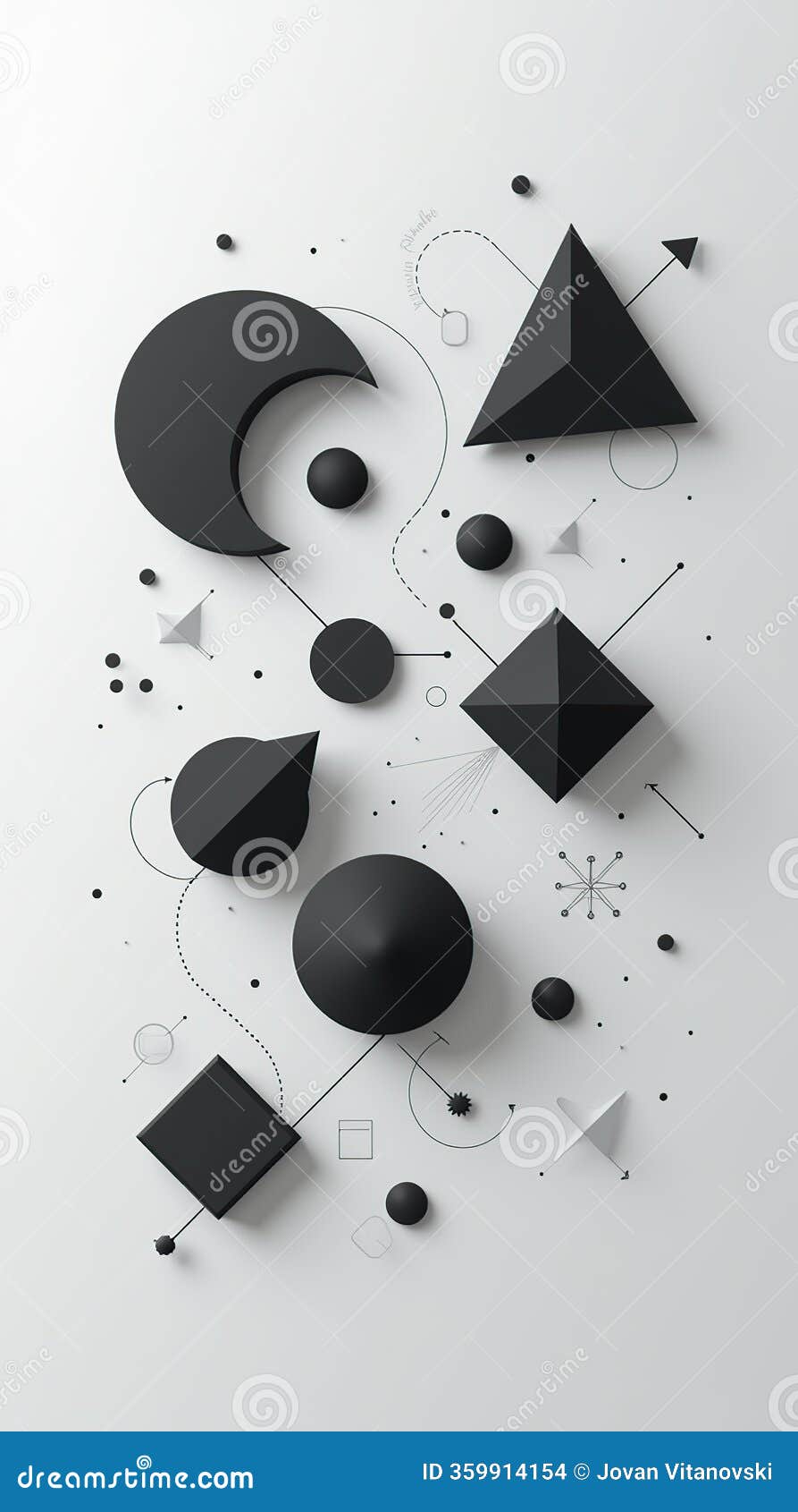 Modern Abstract Illustration of Three-Dimensional Geometric Shapes in ...