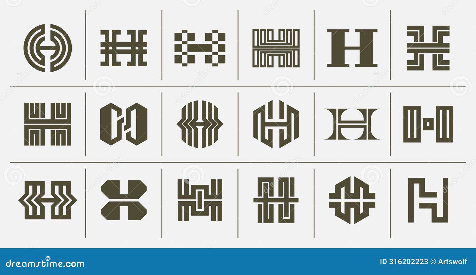 Modern Abstract Initial H Letter Logo Design Set Stock Vector ...