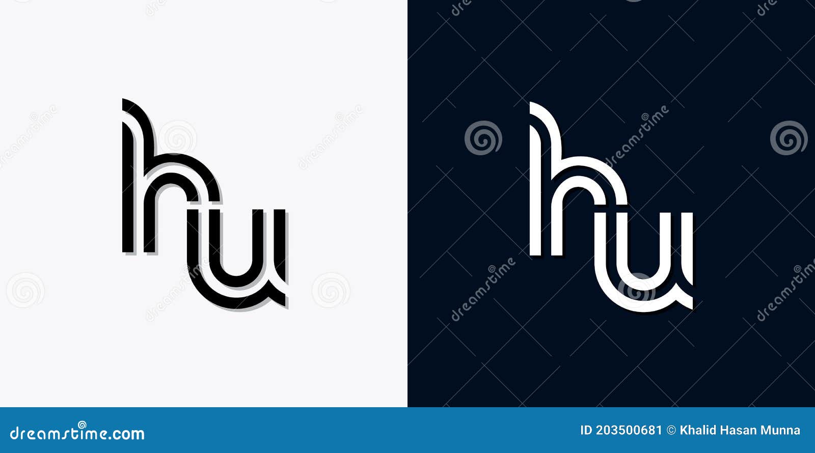 Modern Abstract Initial Letter HU Logo Stock Vector - Illustration of ...