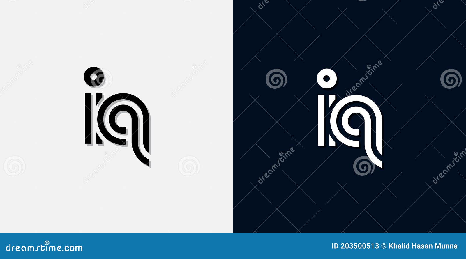 Modern Abstract Initial Letter IQ Logo Stock Vector - Illustration of ...