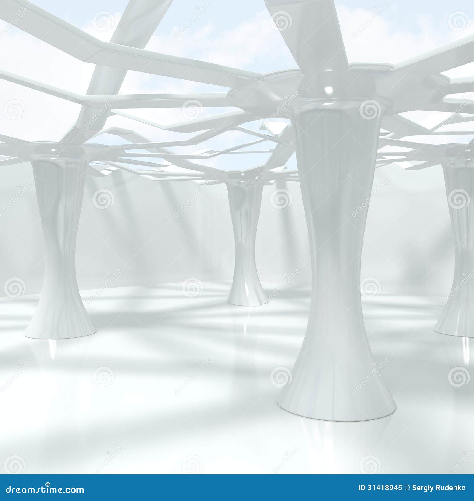 Modern Abstract Interior with Big Columns Stock Illustration ...