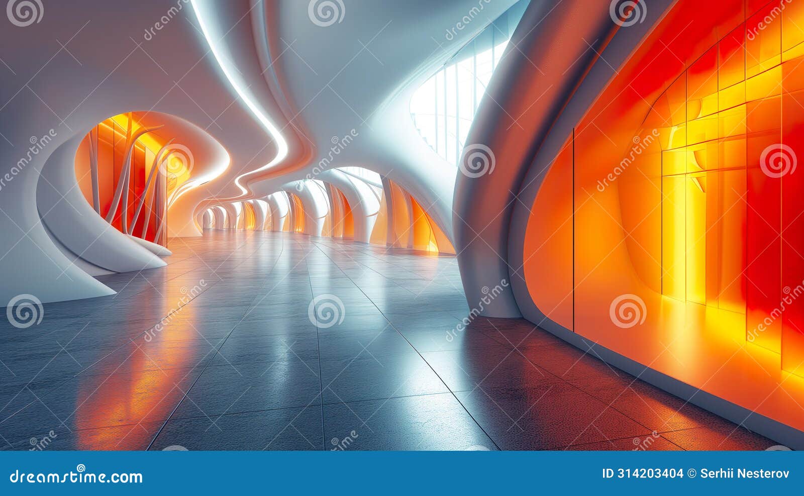 Modern Abstract Interior Design, Spacious Space Stock Illustration ...