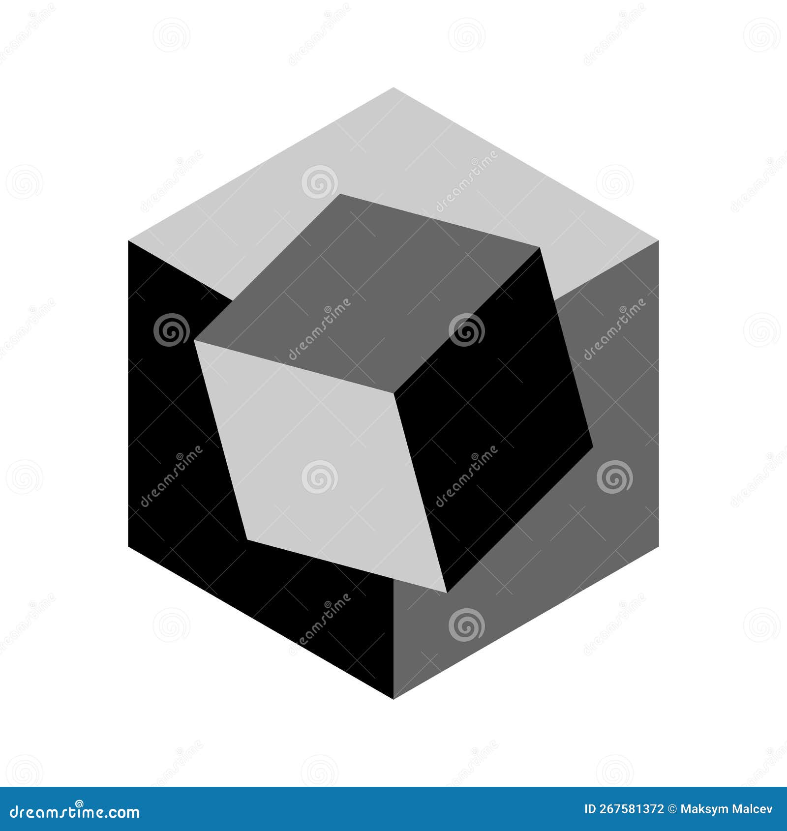 Modern Abstract Isometric Figure. Black and Gray Hexagon with Cube ...