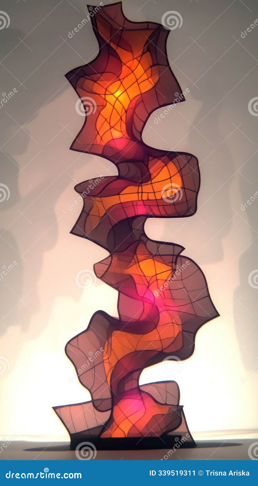 A Modern, Abstract Lamp with Flowing Shapes and Warm Colors, Creating a ...