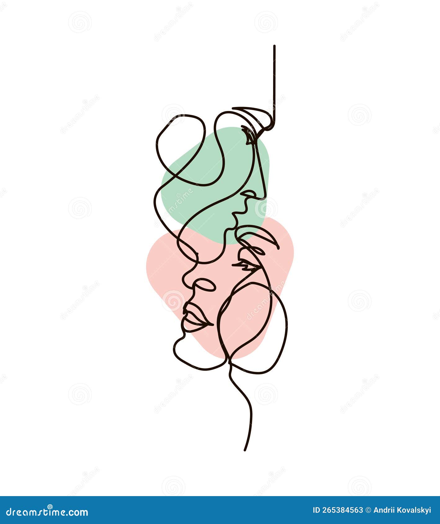 Modern Abstract Line Minimalistic Women Face Arts Decoration Postcard