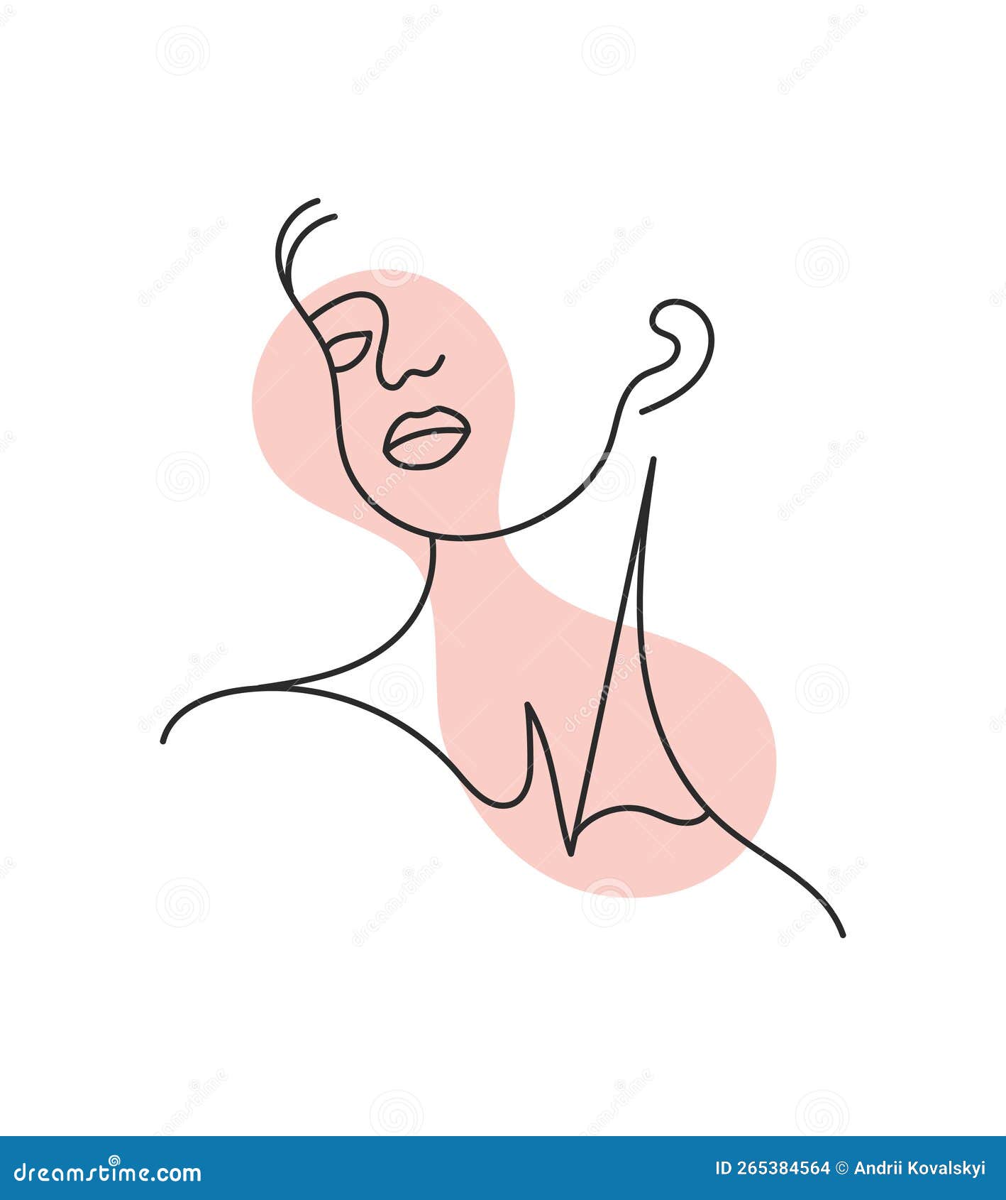 Modern Abstract Line Minimalistic Women Face Arts Decoration Postcard
