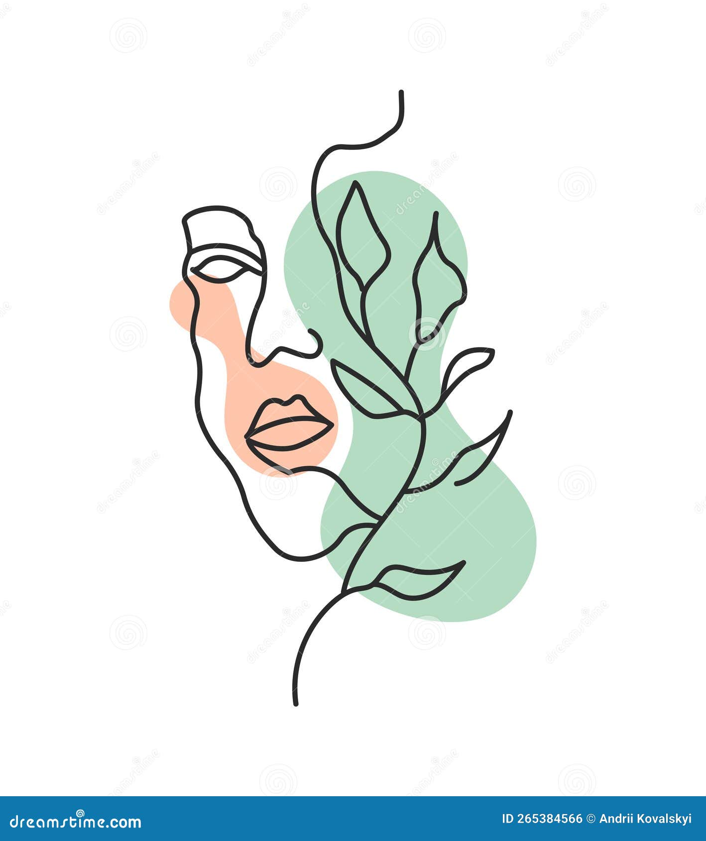 Modern Abstract Line Minimalistic Women Face Arts Decoration Postcard