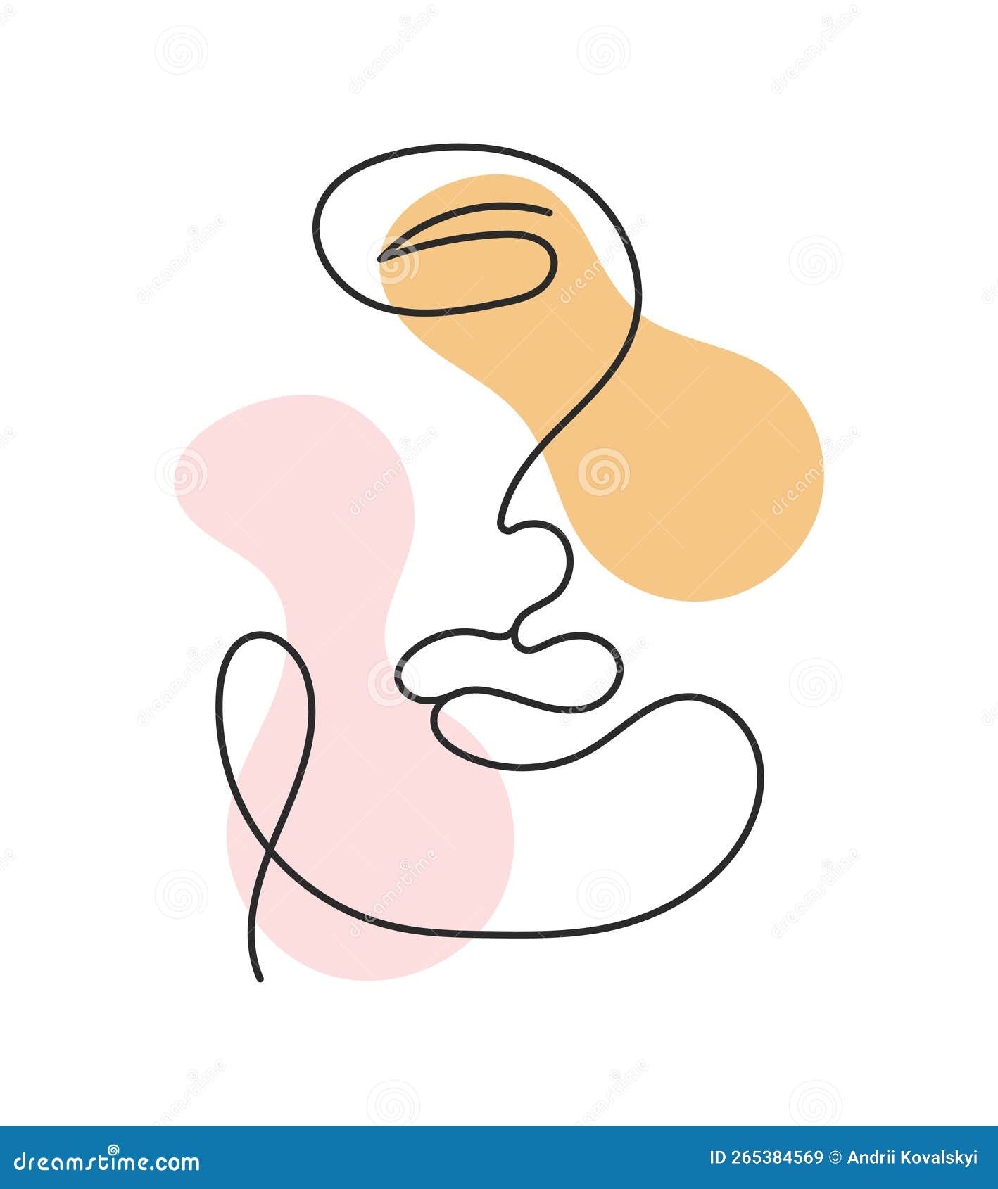 Modern Abstract Line Minimalistic Women Face Arts Decoration Postcard