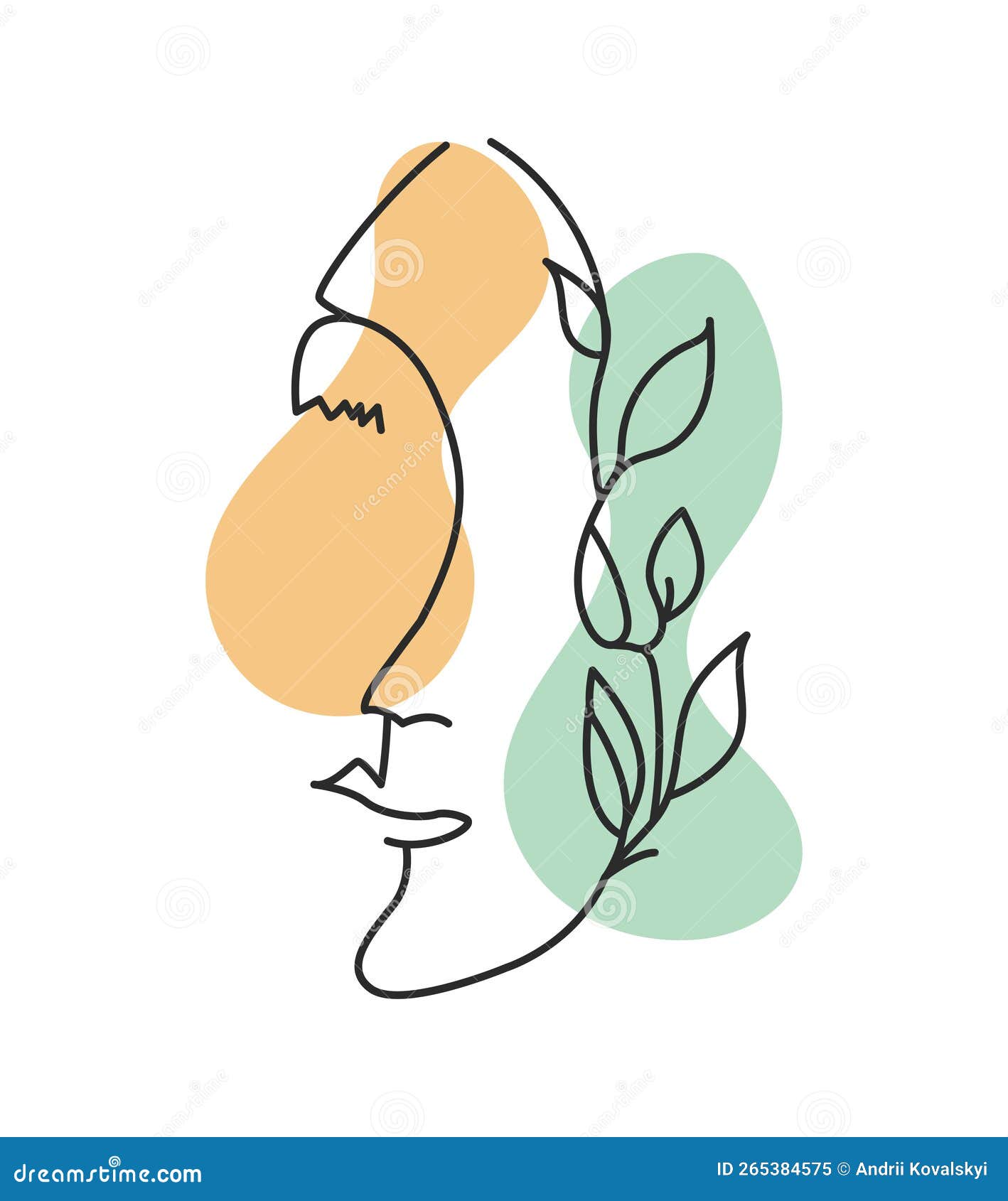 Modern Abstract Line Minimalistic Women Face Arts Decoration Postcard