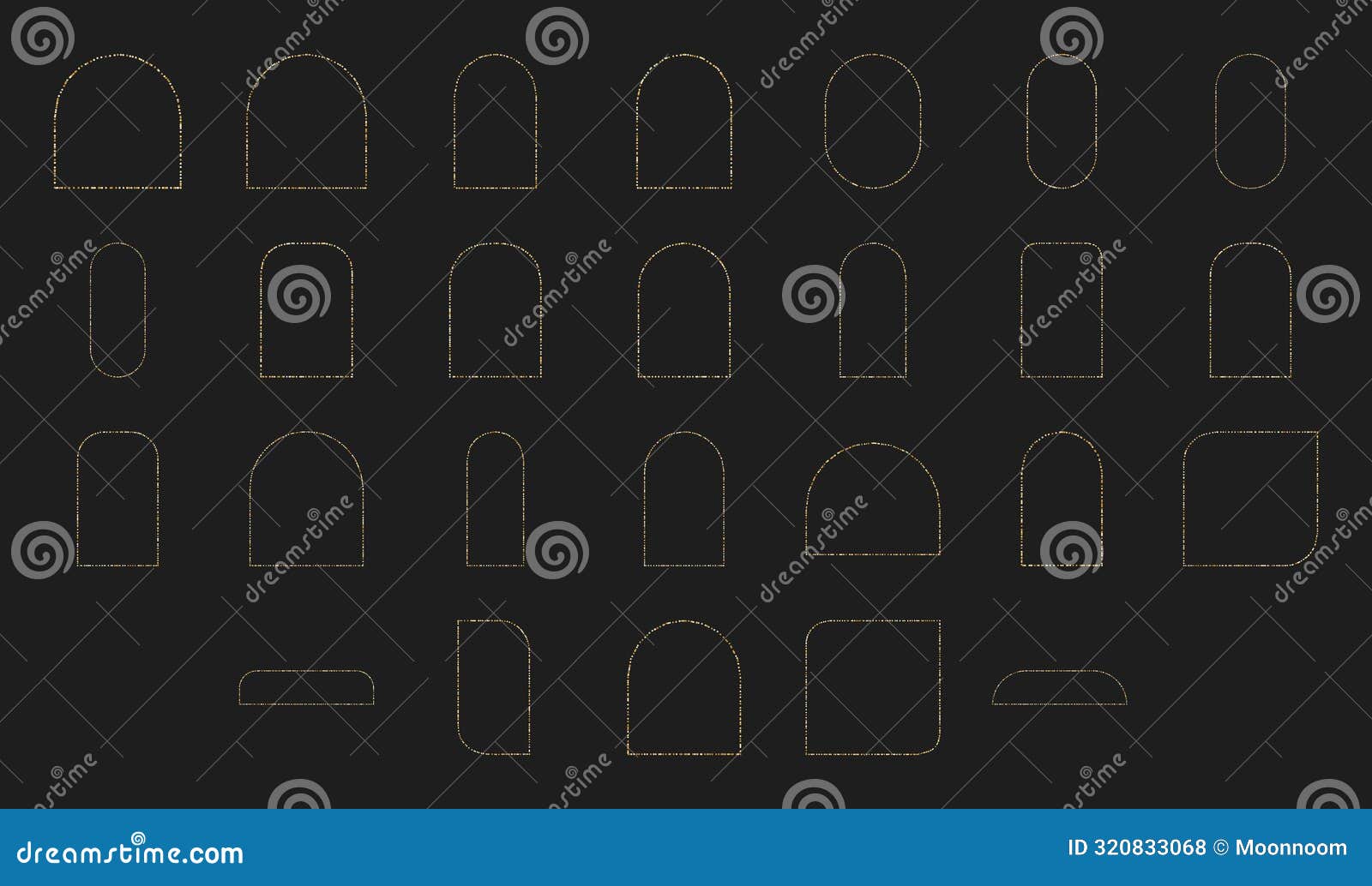Modern Abstract Minimal Dotted Arc Shape Set. Stock Vector ...