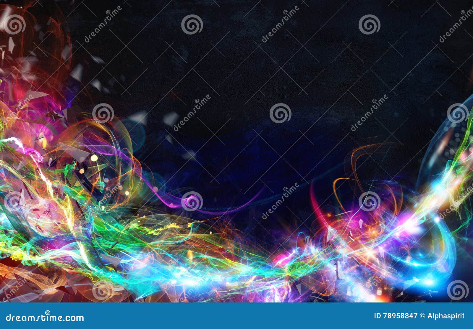 Dark Background With Neon Sticks Forming A Rectangle With Light Stock ...