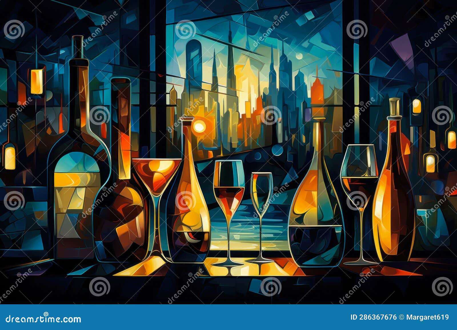 Modern Abstract Night Club Art Illustration. Stock Illustration ...