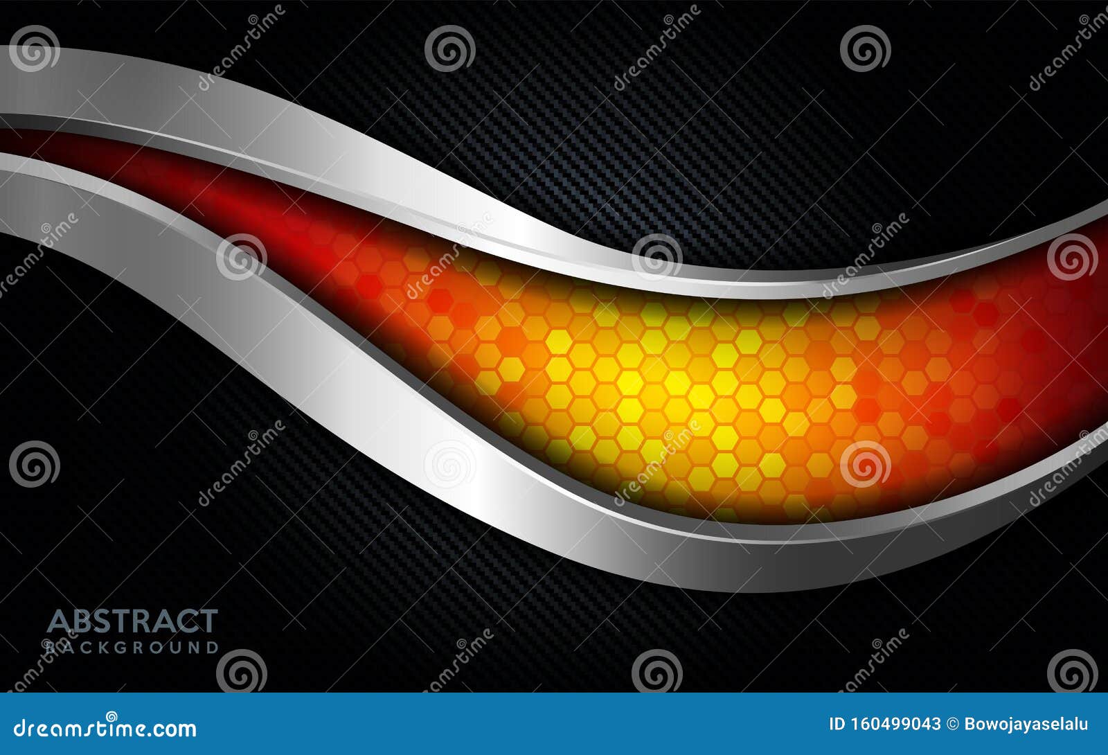 Modern Abstract Orange Tech with Silver Line and Dark Carbon Background ...