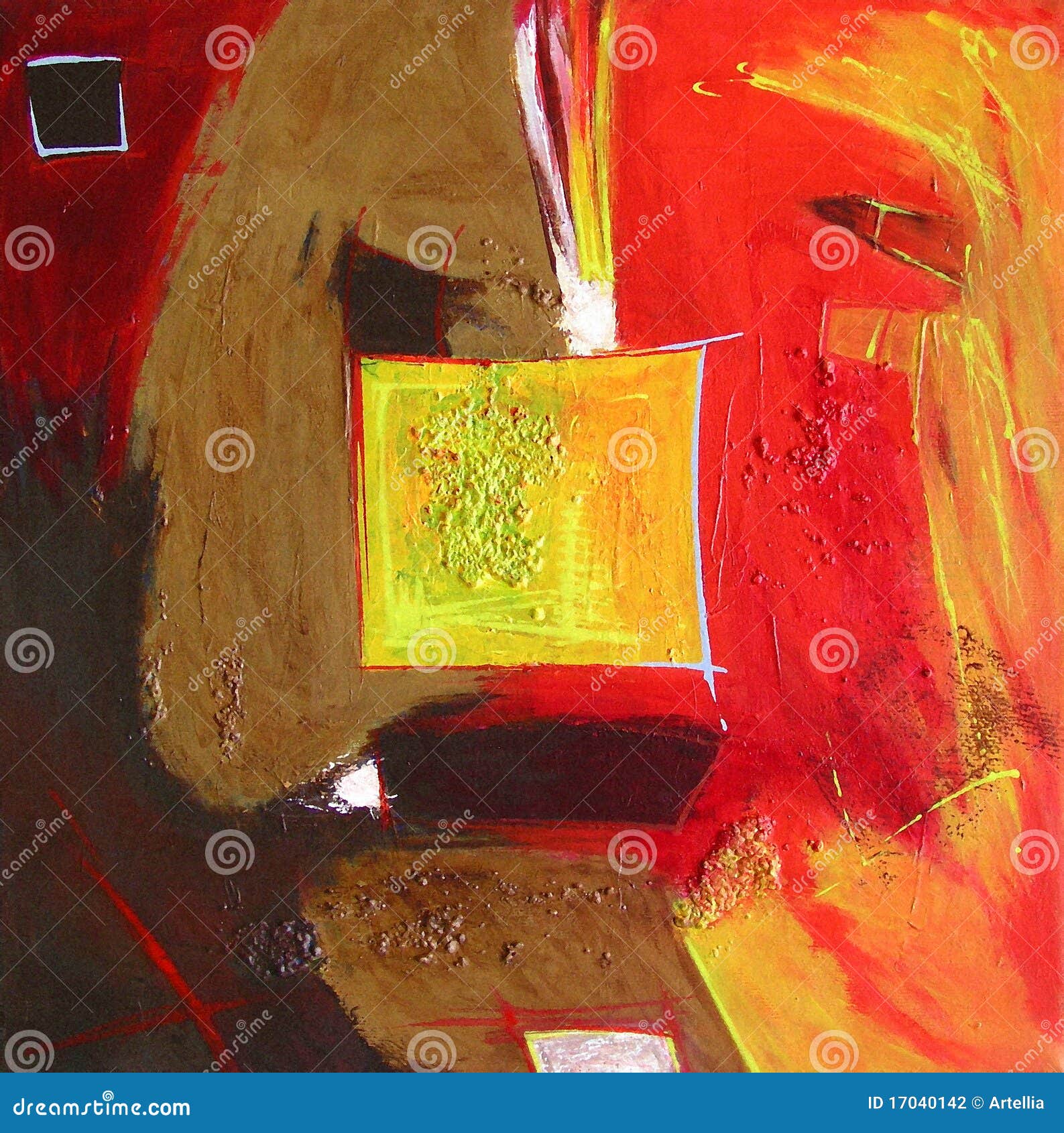 Modern Abstract Painting / Yellow Square Stock Illustration ...