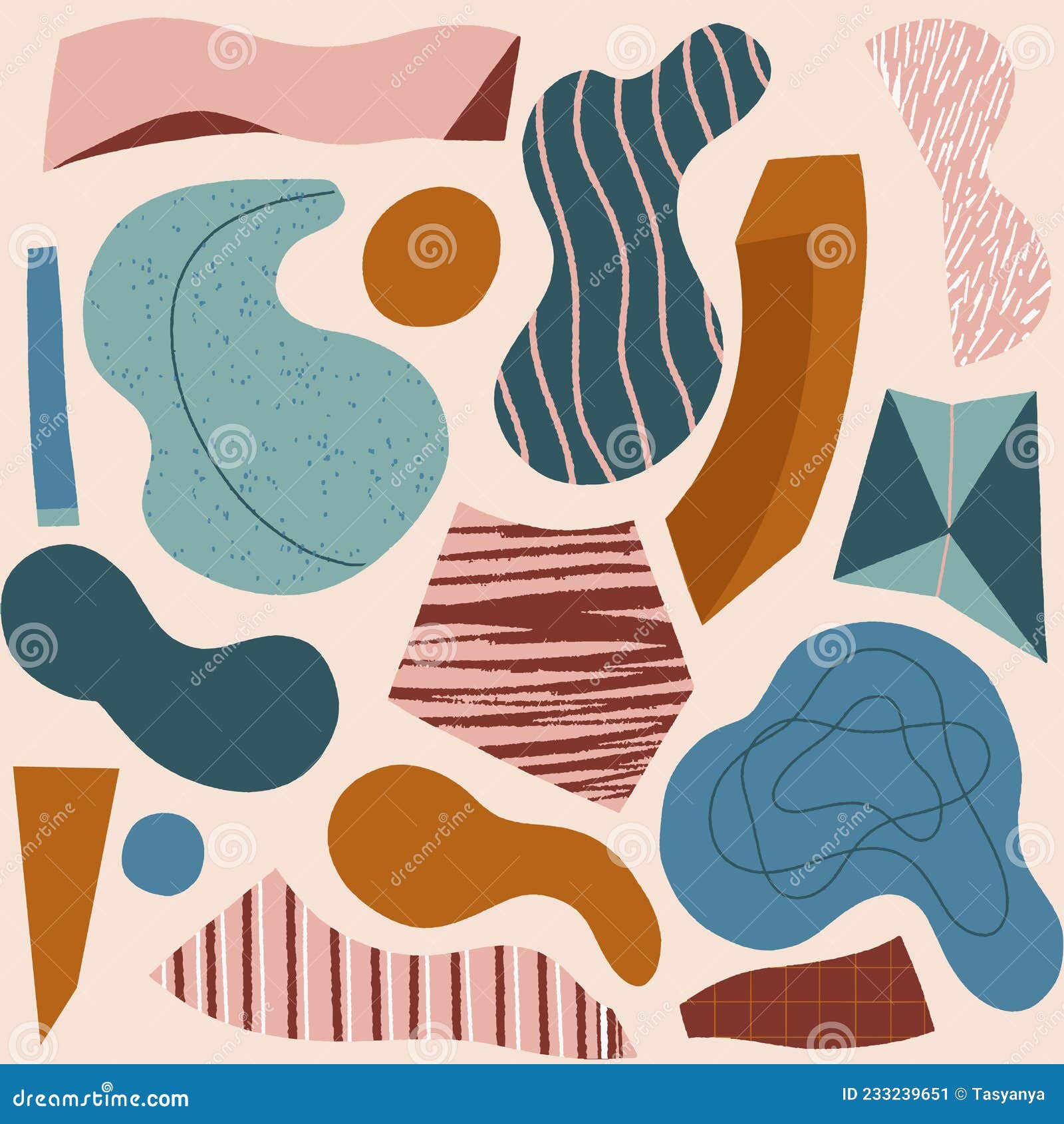 Modern Abstract Paper Cut Pieces Seamless Pattern. Different Shapes and ...