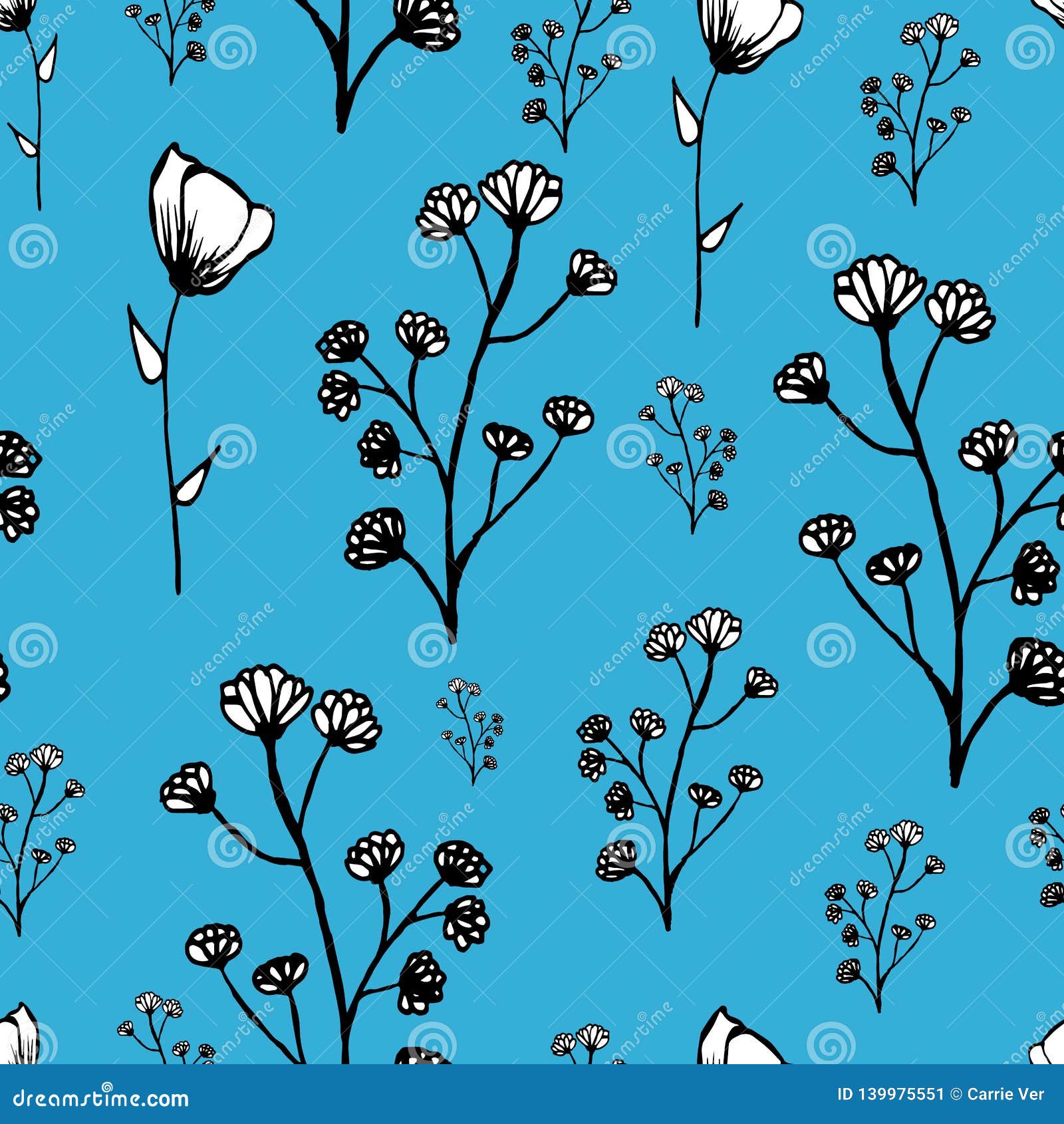 Wild flower pattern design stock vector. Illustration of botanical ...