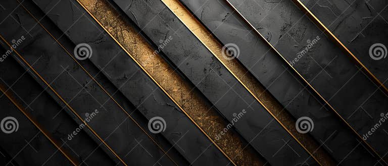 Modern Abstract Piece with Thin Gold Lines on Black Background in ...