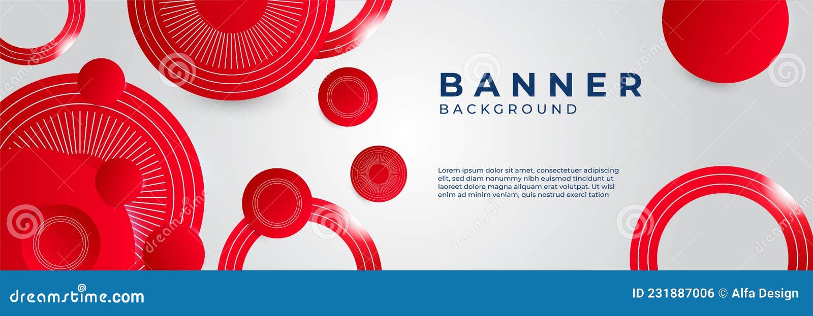 Modern Abstract Red Banner with Diagonal Lines, Wave, Circle, and ...