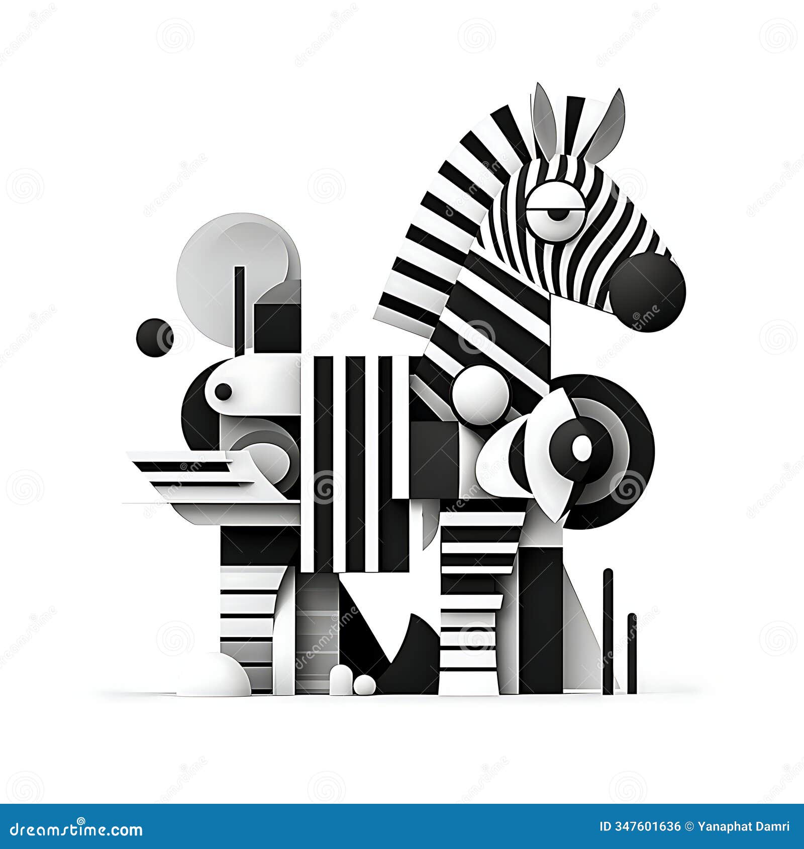Modern Abstract Representation of Zebra, Featuring Geometric Shapes and ...