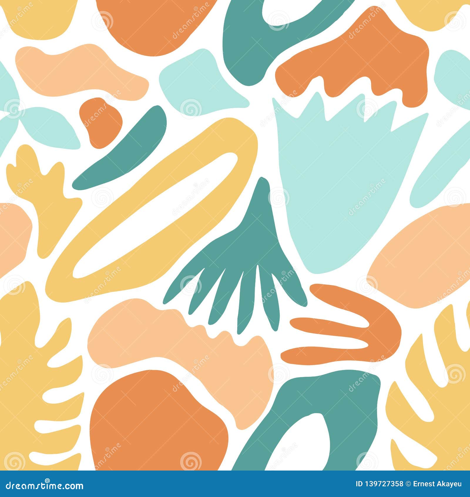 Modern Abstract Seamless Pattern with Natural Colorful Shapes, Blots or ...