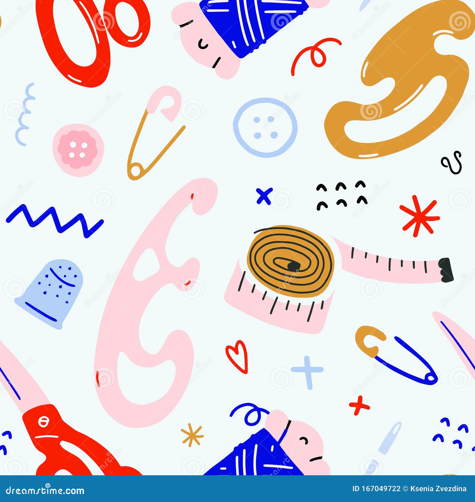 Modern Abstract Sewing Backdrop in Trendy Doodle Style. Hand Drawn ...