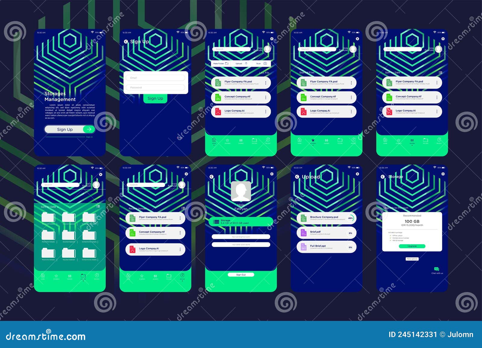 Modern Abstract Spider Web Lines Pattern Storage Management App UI Kit ...