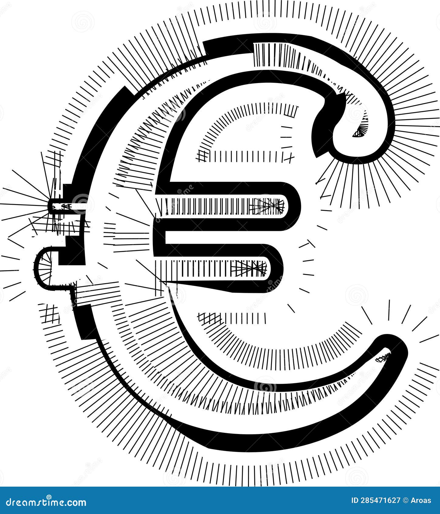 Modern Abstract Striped Design Euro Symbol with Lines Stock Vector ...