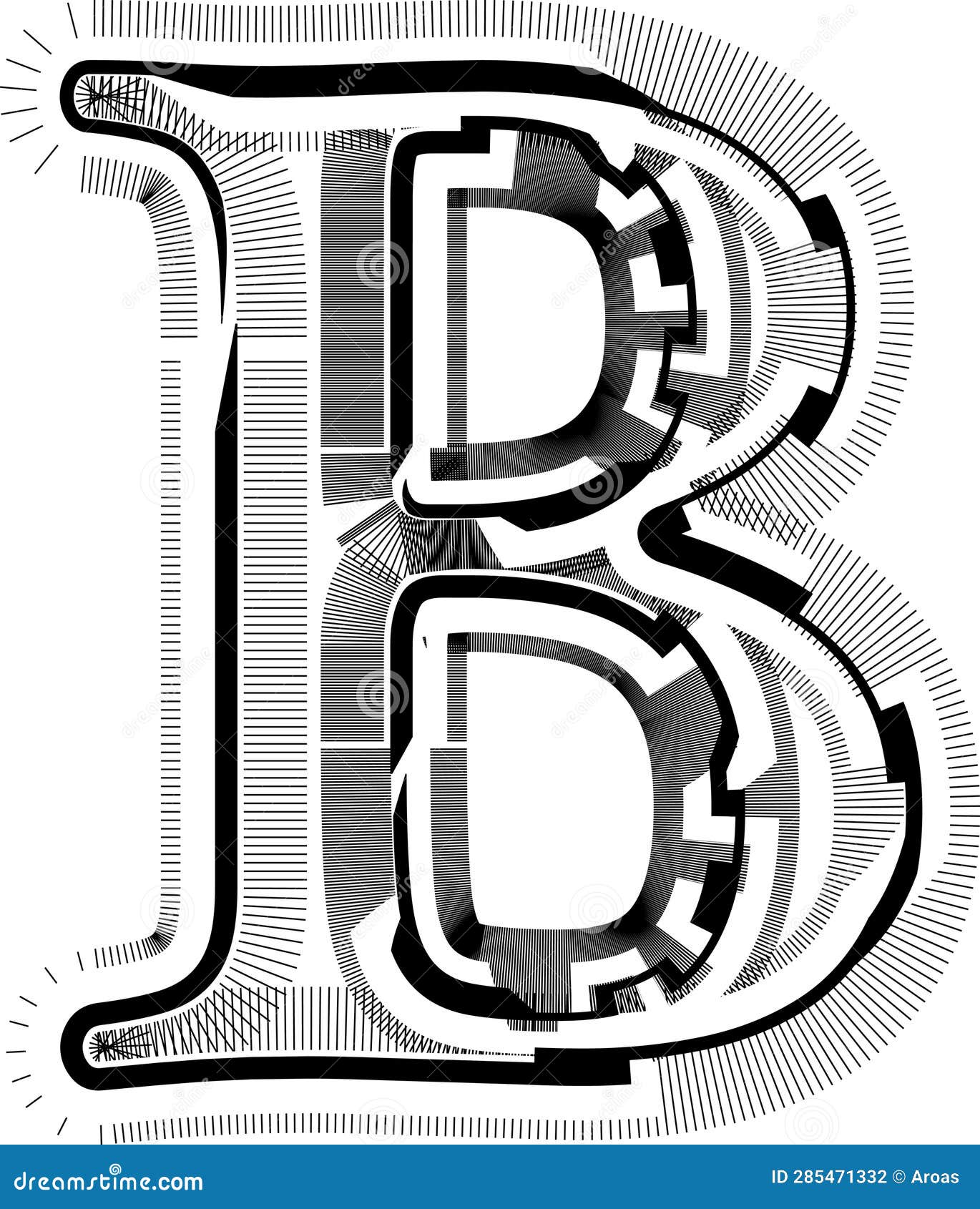 Modern Abstract Striped Design with Lines LETTER B Stock Vector ...