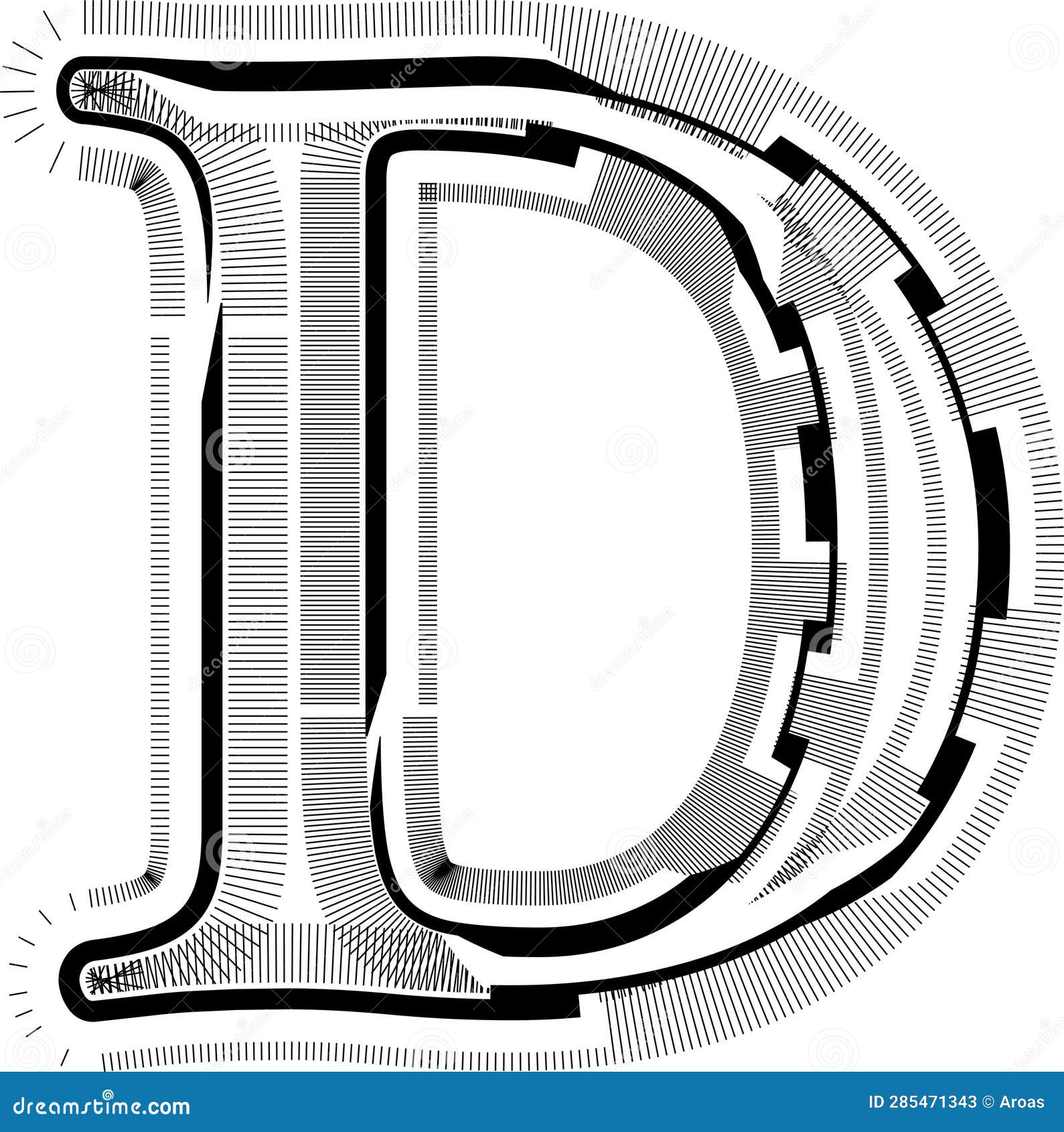 Modern Abstract Striped Design with Lines LETTER D Stock Vector ...