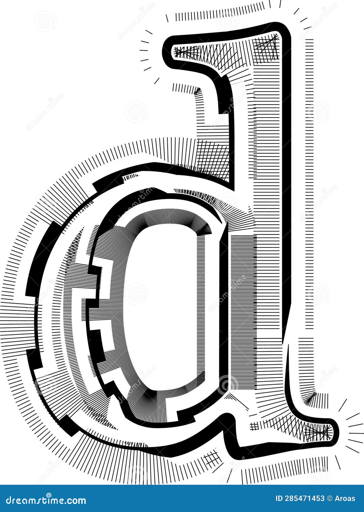 Modern Abstract Striped Design with Lines LETTER D Stock Vector ...