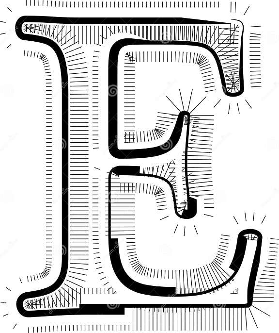 Modern Abstract Striped Design with Lines LETTER E Stock Vector ...